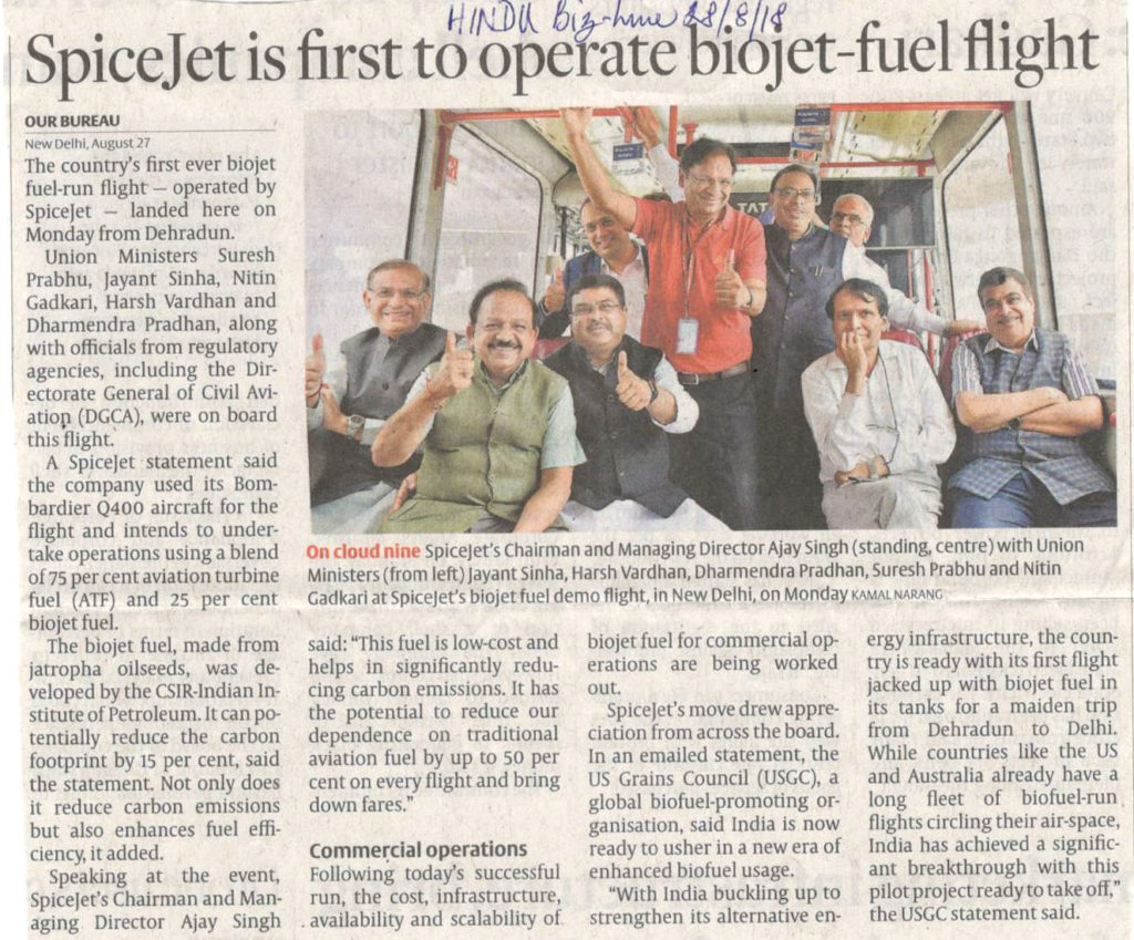 Spice jet is first to operate biojet - fuel flight » BBG South